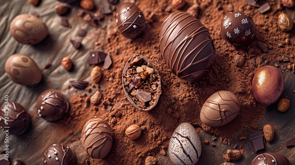 Sculpted Indulgence: Unique and Tempting Chocolate Egg Ensemble Stock ...