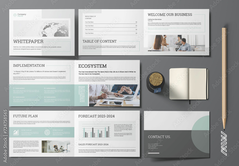 White Paper Layout Landscape Stock Template | Adobe Stock