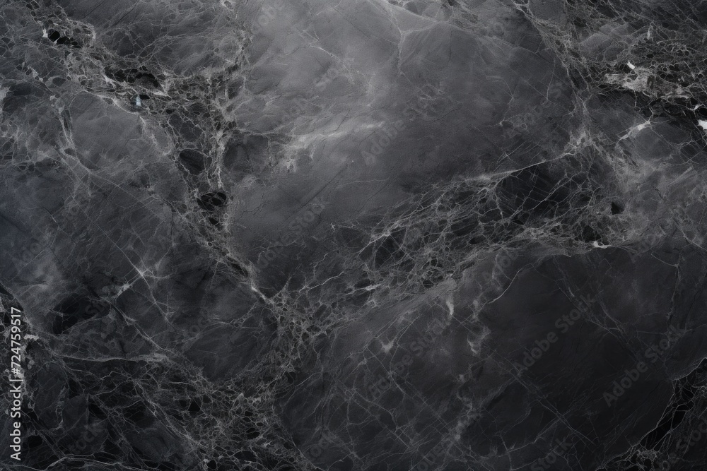 A detailed view of a black marble surface, showcasing its unique ...