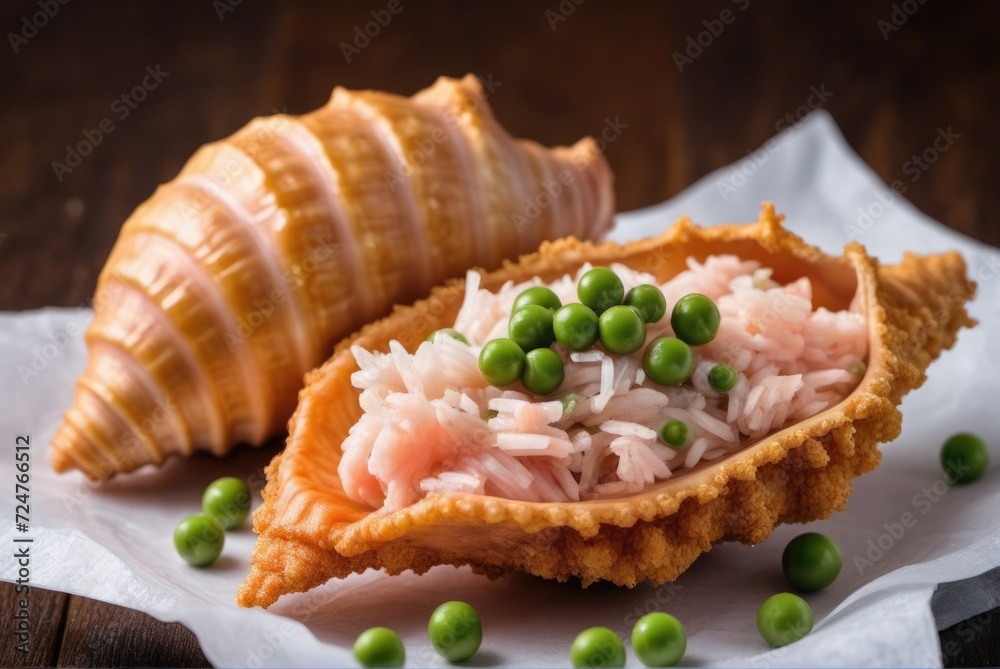 Cracked Conch Conch meat pounded, breaded, and deep-fried, served by ai ...