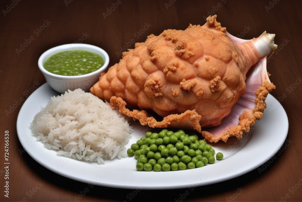 Cracked Conch Conch meat pounded, breaded, and deep-fried, served by ai ...