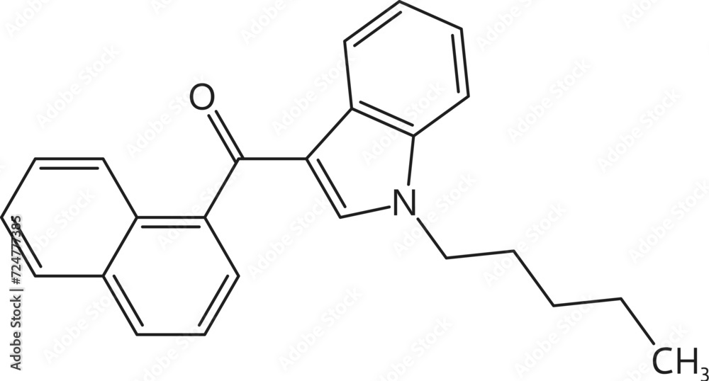 JWH-018 drug molecule formula and chemical structure, synthetic or ...