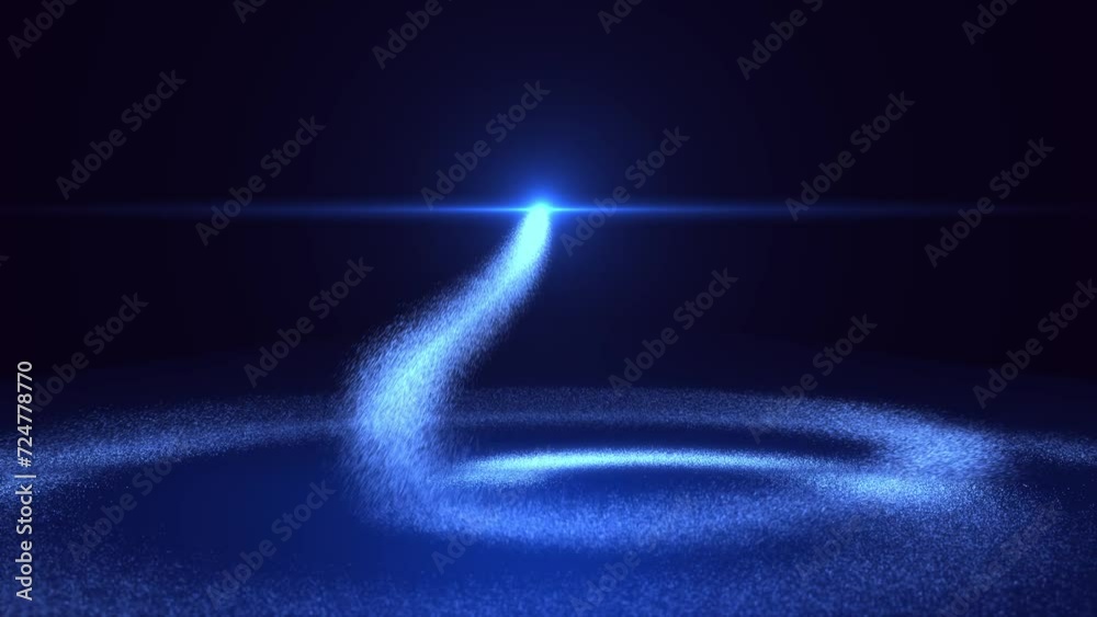 Bright blue neon glowing fast moving bright particles. Light trace of a ...