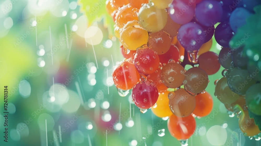 a close up of a bunch of balloons with drops of water hanging off of it ...