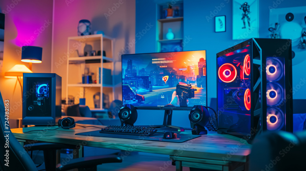 Foto de Powerful Personal Computer Gamer Rig with First-Person Shooter ...