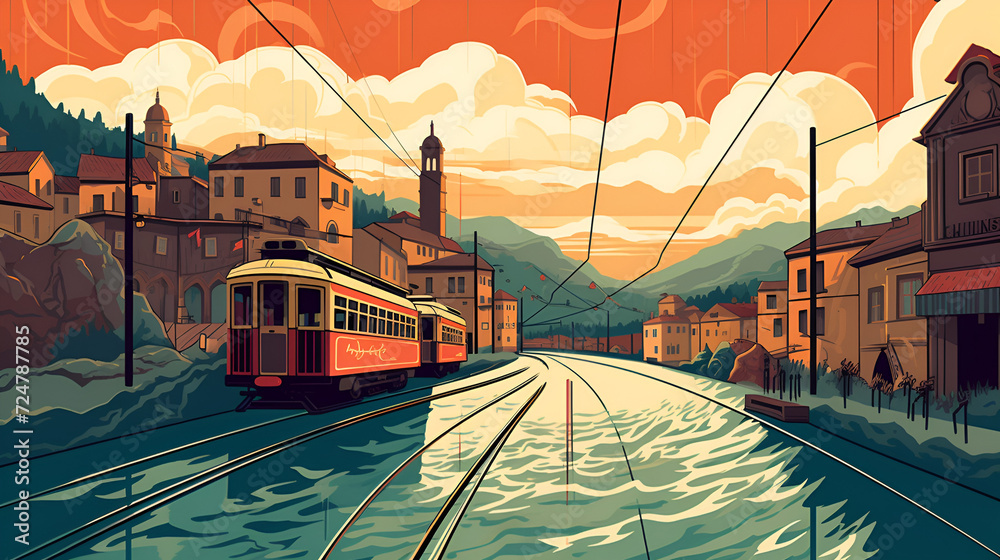 Tramway Design Desktop Wallpaper, Ai generative Stock Illustration ...