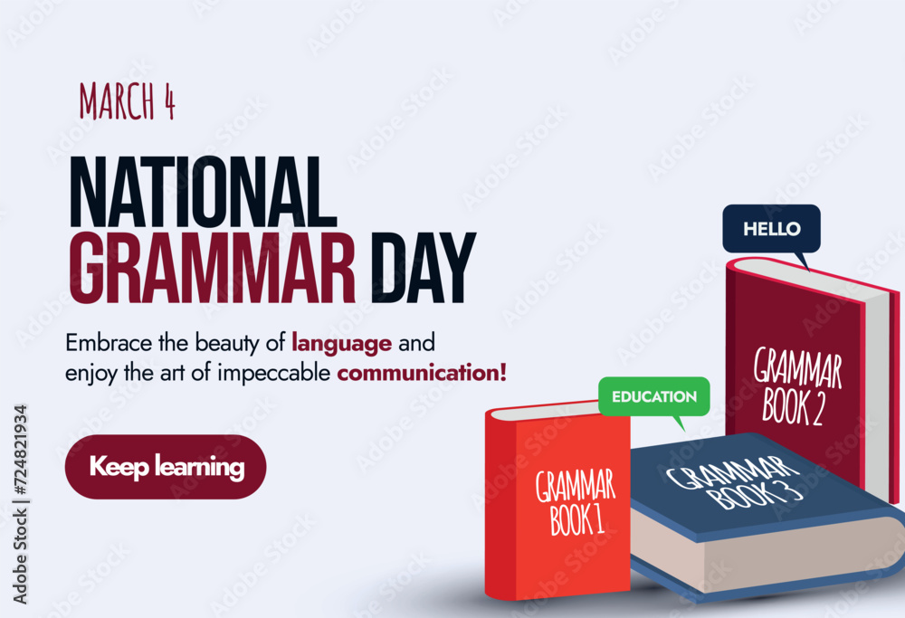 National Grammar Day. 4th March National Grammar day celebration banner ...