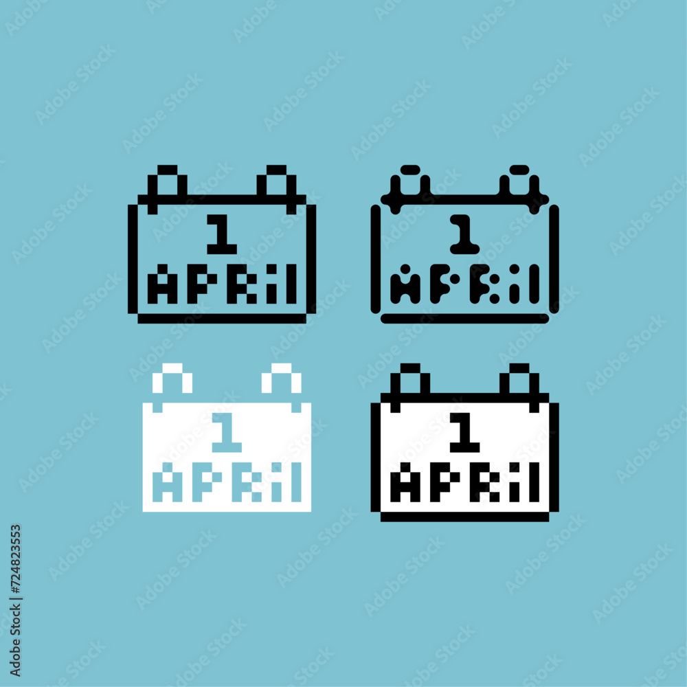 Vecteur Stock Pixel art outline sets icon of calendar 1 april variation ...