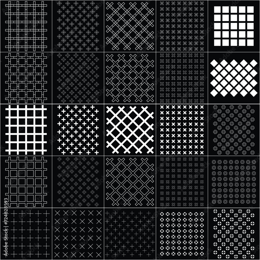 one set black cross pattern with various shape. For digital and printer ...