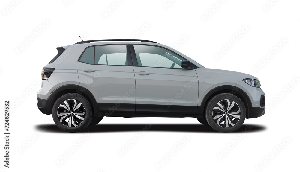 VW T-Cross SUV car side view isolated on white background Stock Photo ...