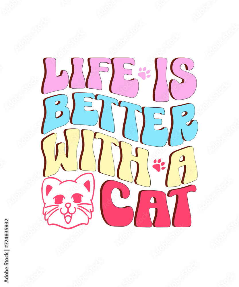 Vetor de Retro Cat SVG Bundle, Cat SVG Design, Kitten SVG, Cat lady svg ...