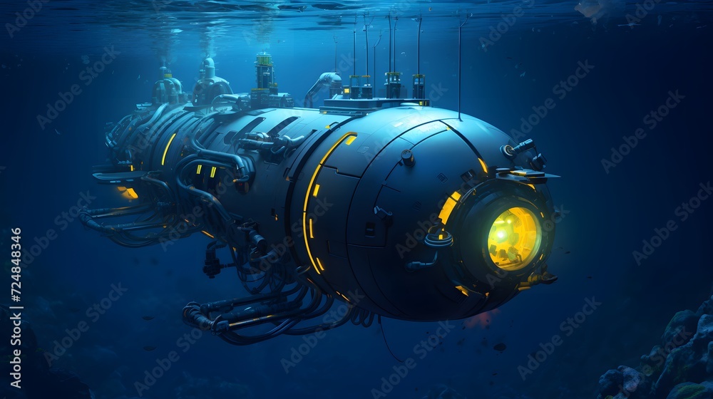 Large underwater bathyscaphe for exploring the depths of the sea. Used ...