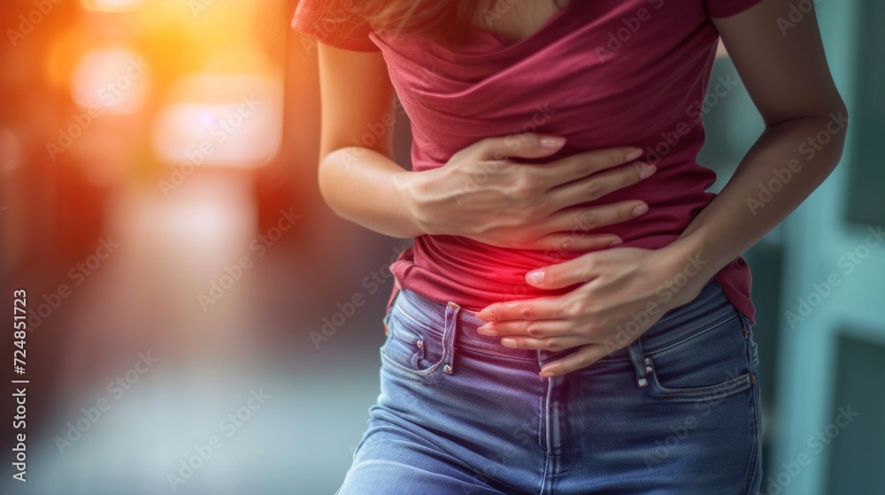 stomach ache. women have abdominal pain, indigestion, gastritis ...