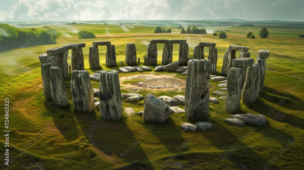 beautiful stonehenge circle of stones Stock Illustration | Adobe Stock