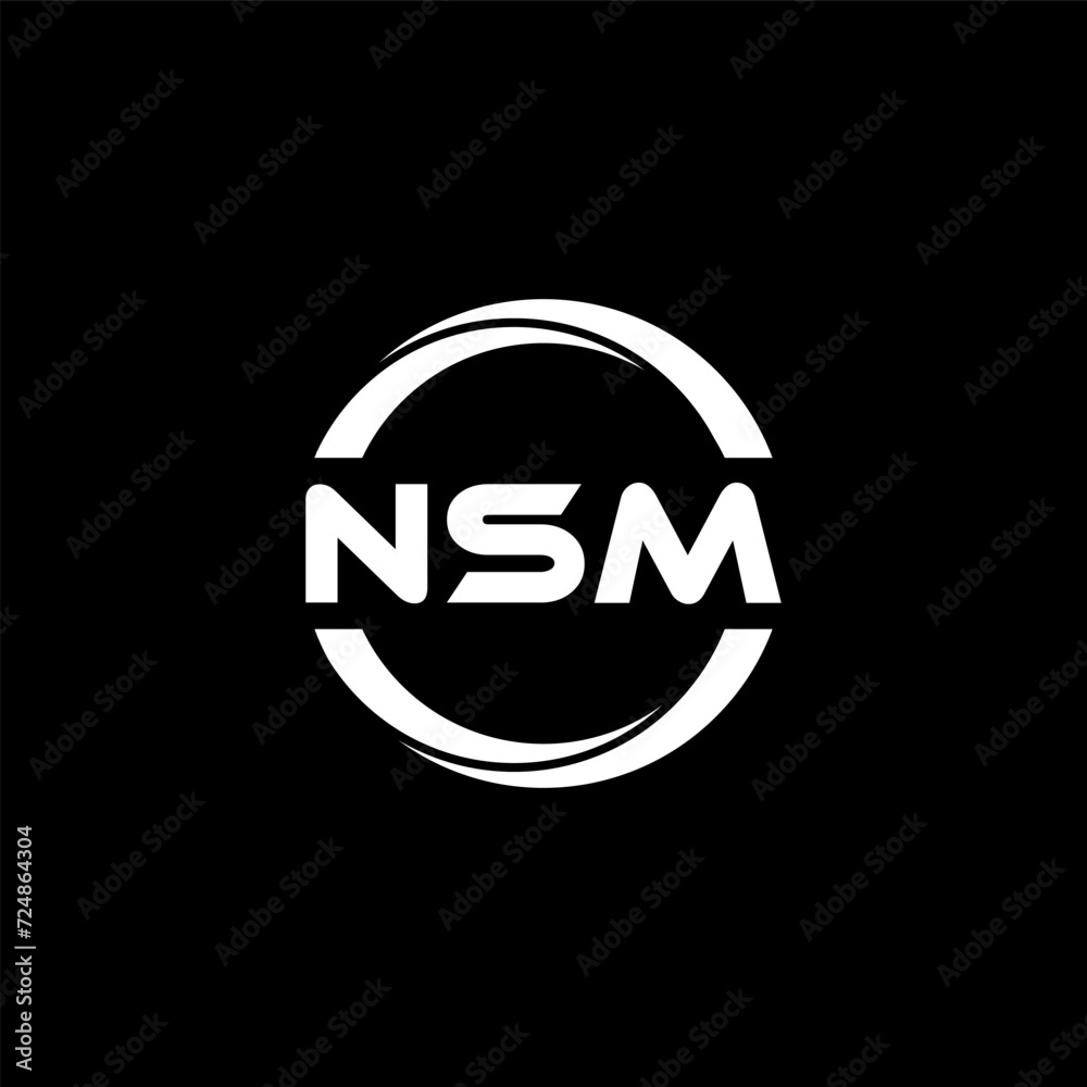NSM letter logo design with black background in illustrator, cube logo ...