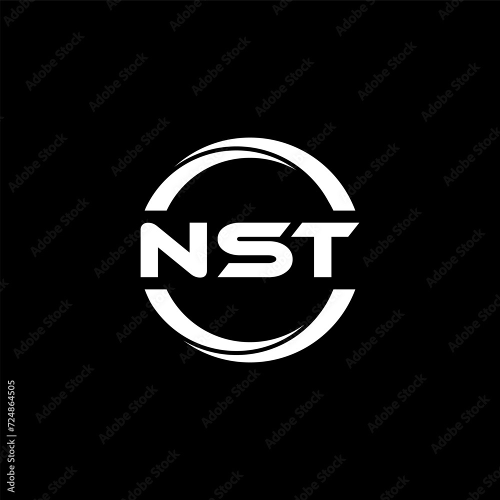 Vecteur Stock NST letter logo design with black background in ...