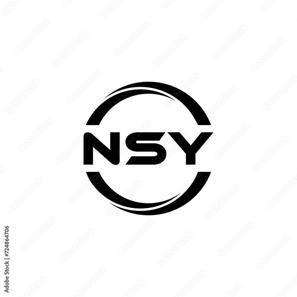 NSY letter logo design with white background in illustrator, cube logo ...
