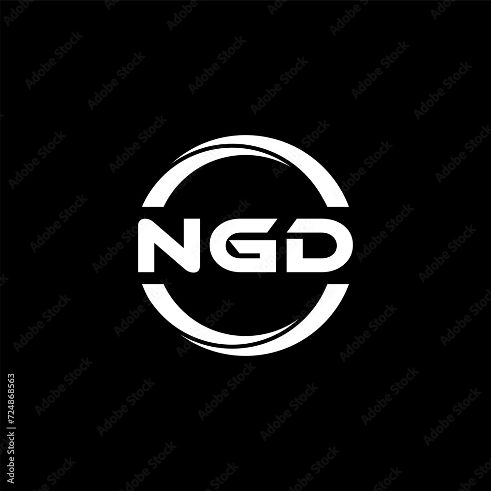 NGD letter logo design with black background in illustrator, cube logo ...