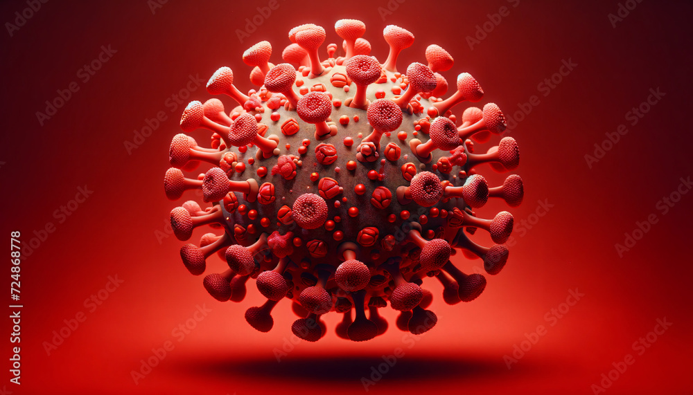 Corona virus, A 3D rendering of a generic virus on a red background ...