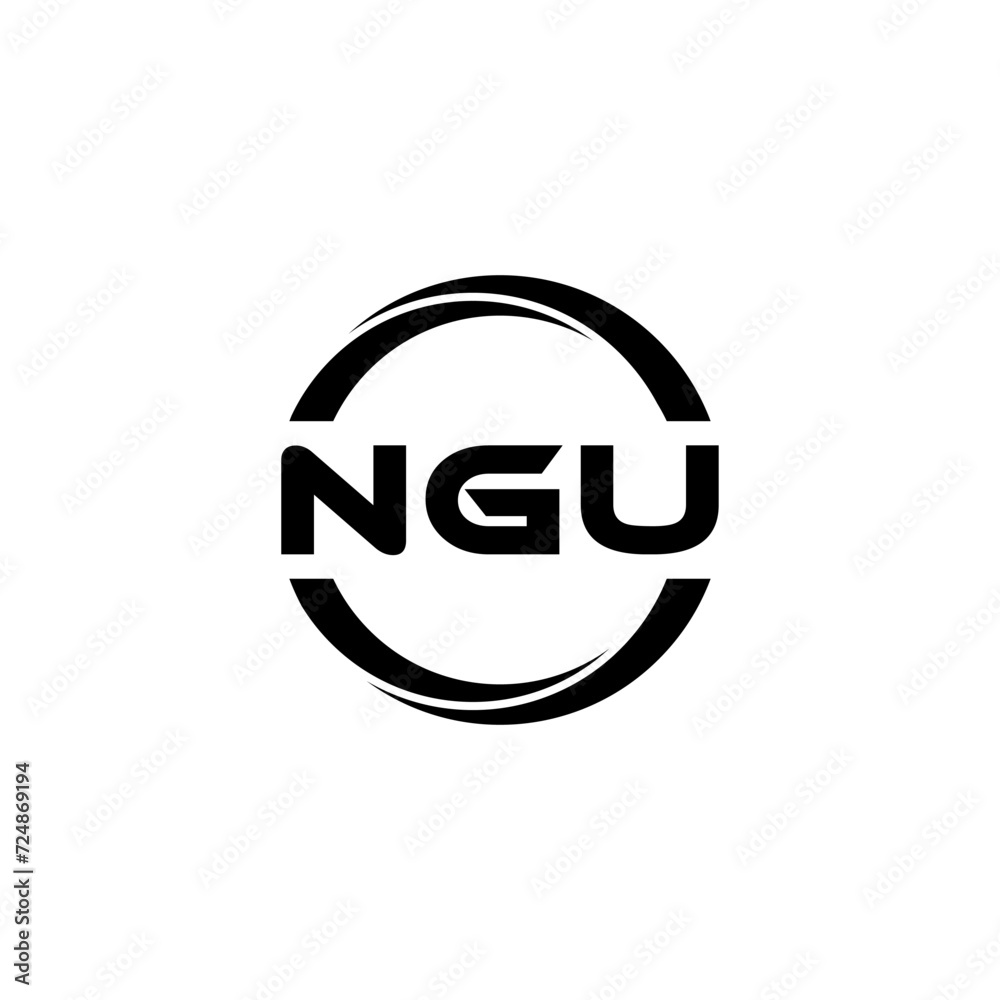 NGU letter logo design with white background in illustrator, cube logo ...