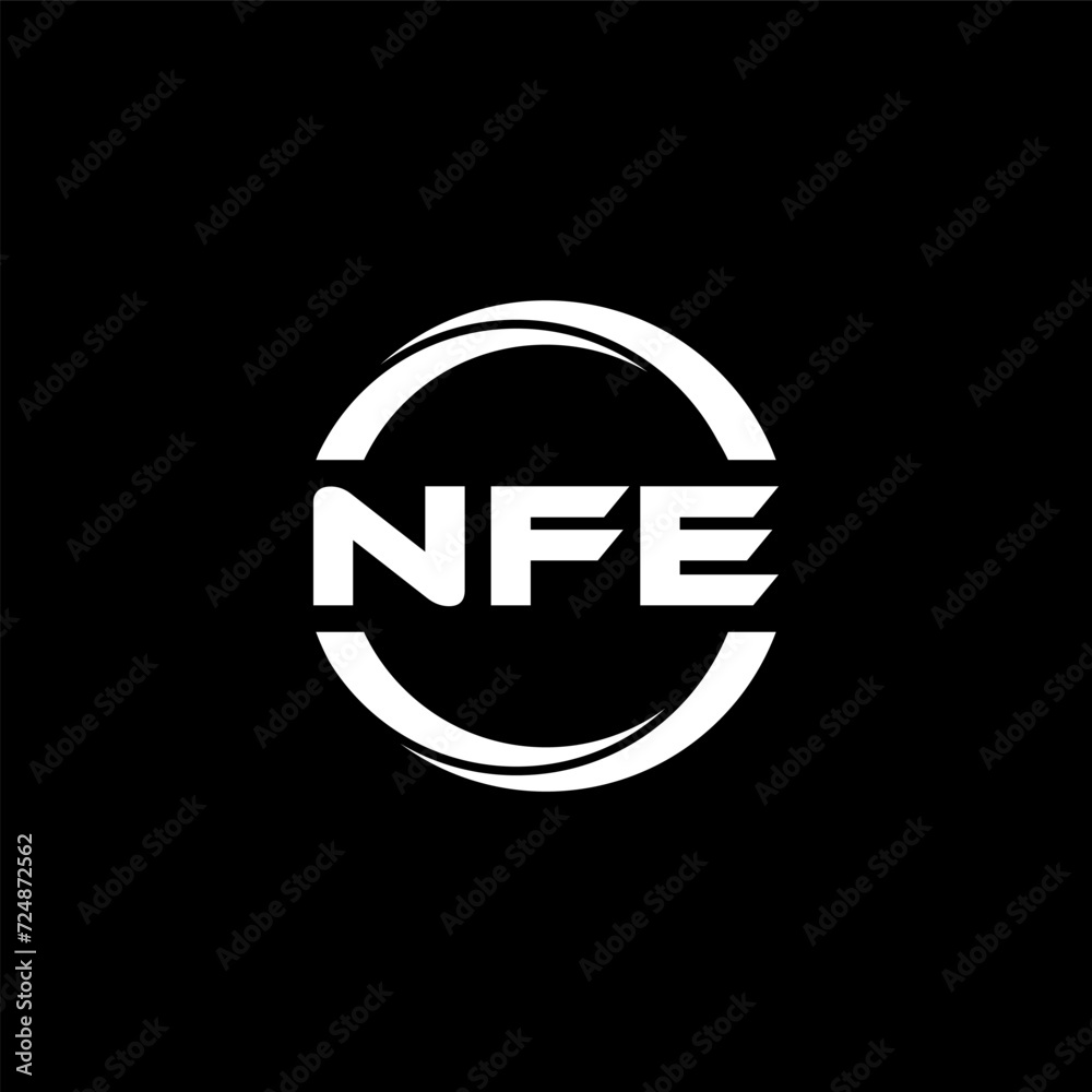 NFE letter logo design with black background in illustrator, cube logo ...