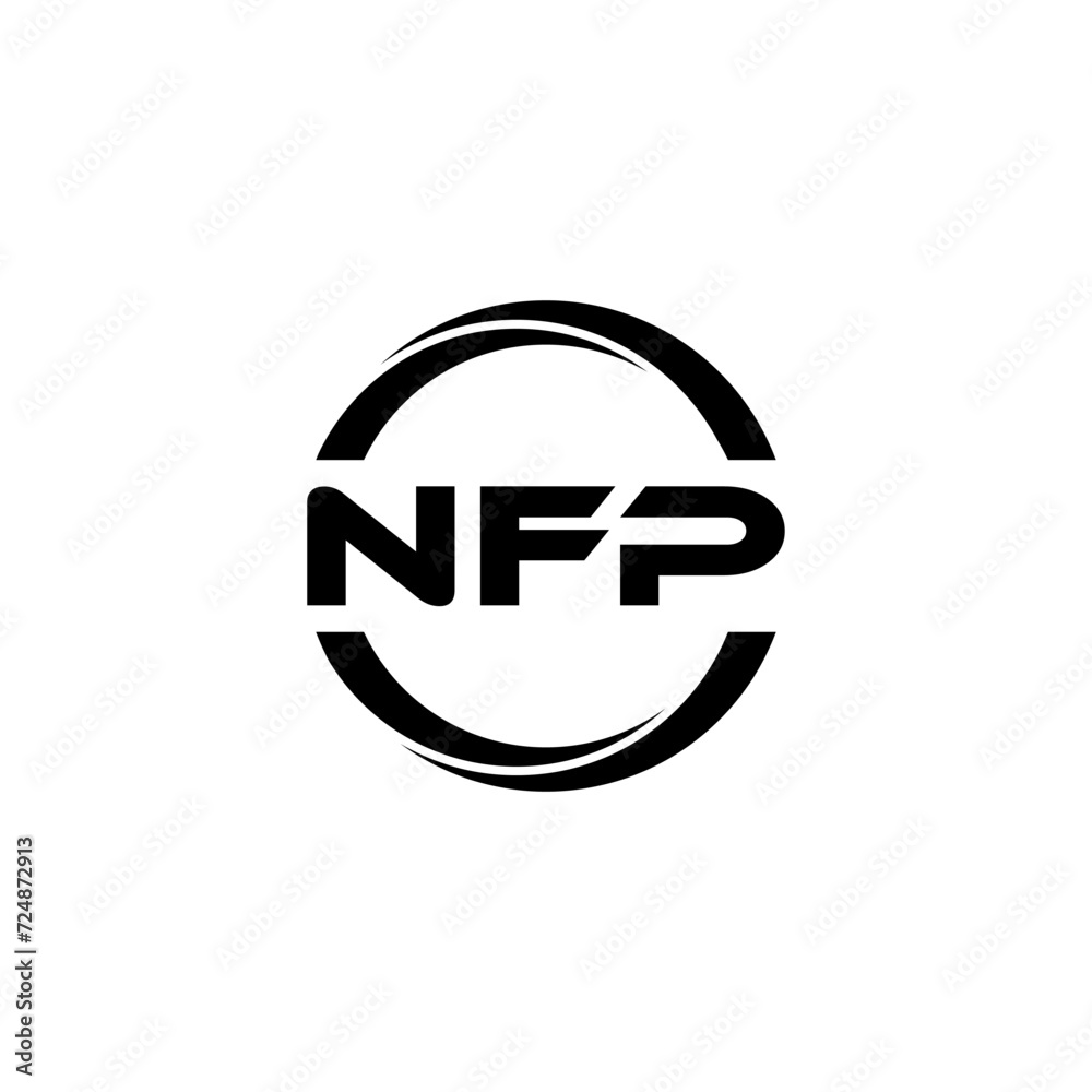 NFP letter logo design with white background in illustrator, cube logo ...