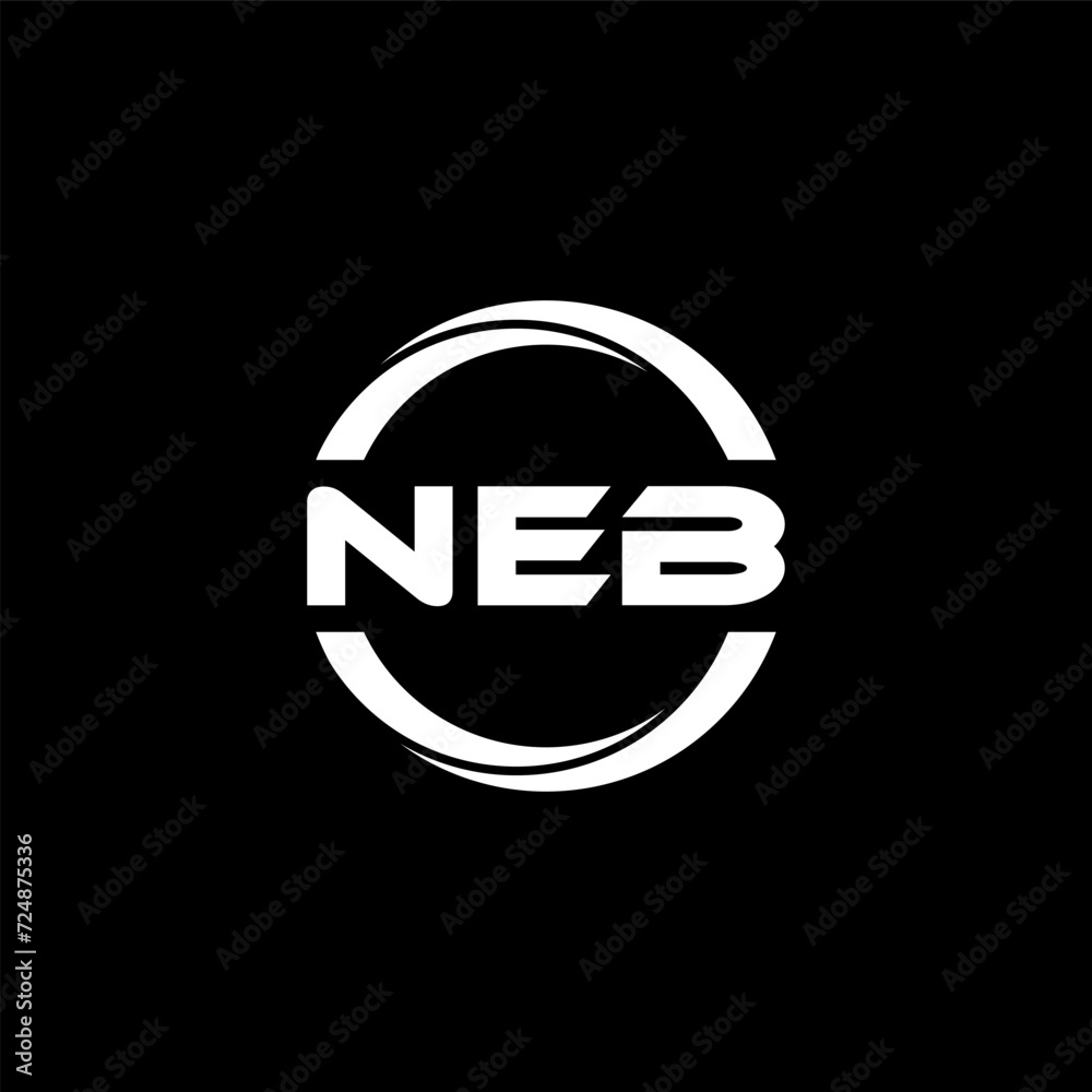 NEB letter logo design with black background in illustrator, cube logo ...