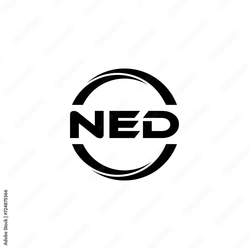 NED letter logo design with white background in illustrator, cube logo ...