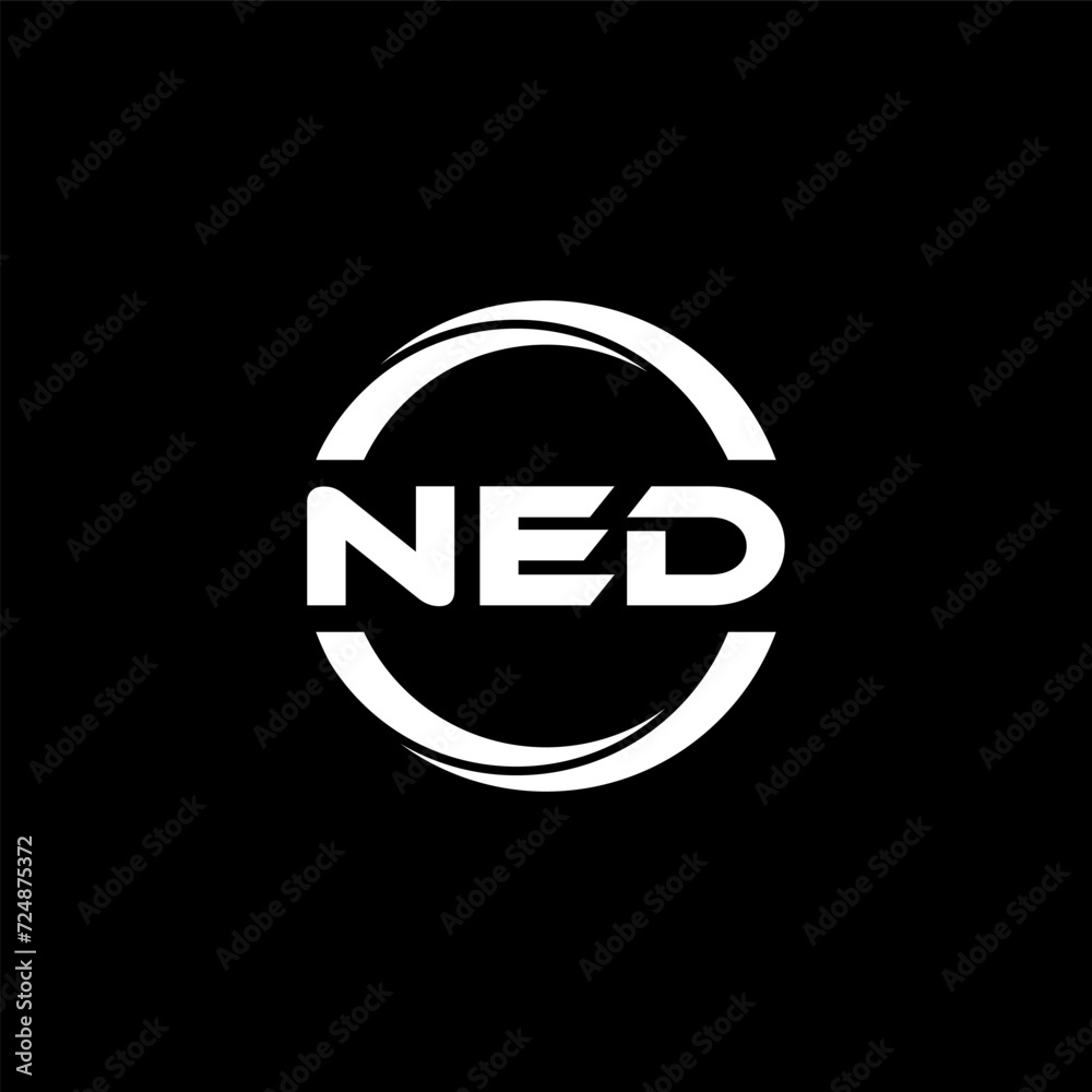 NED letter logo design with black background in illustrator, cube logo ...