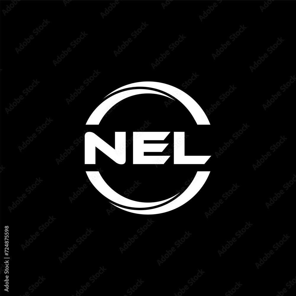 NEL letter logo design with black background in illustrator, cube logo ...