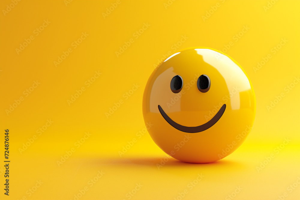 Smiling face emoji with the concept of being happy in 3D illustration ...