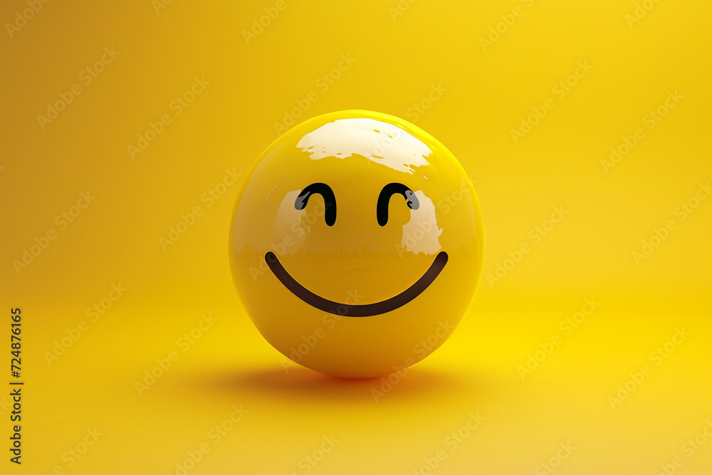 Smiling face emoji with the concept of being happy in 3D illustration ...