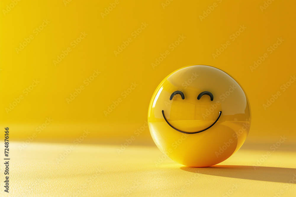 Smiling face emoji with the concept of being happy in 3D illustration ...