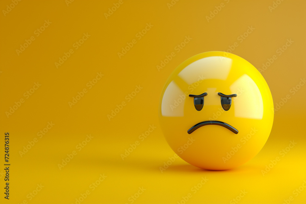 sad face emoji in 3D illustration style on a colorful background Stock ...
