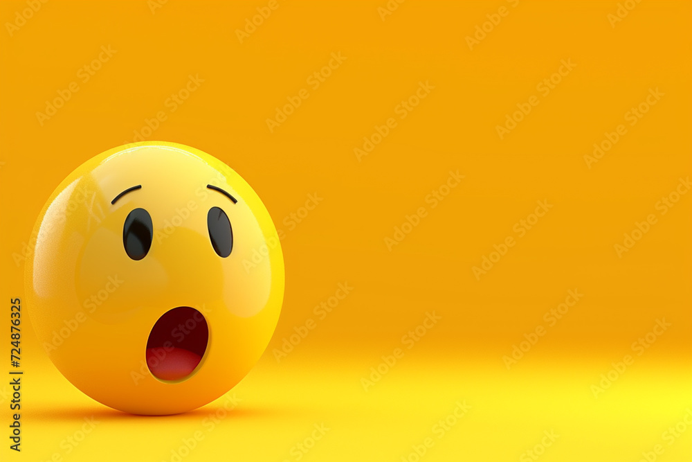 shocked face emoji in 3D illustration style on a colorful background ...