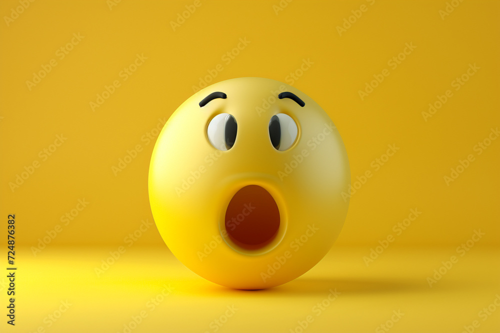 shocked face emoji in 3D illustration style on a colorful background ...
