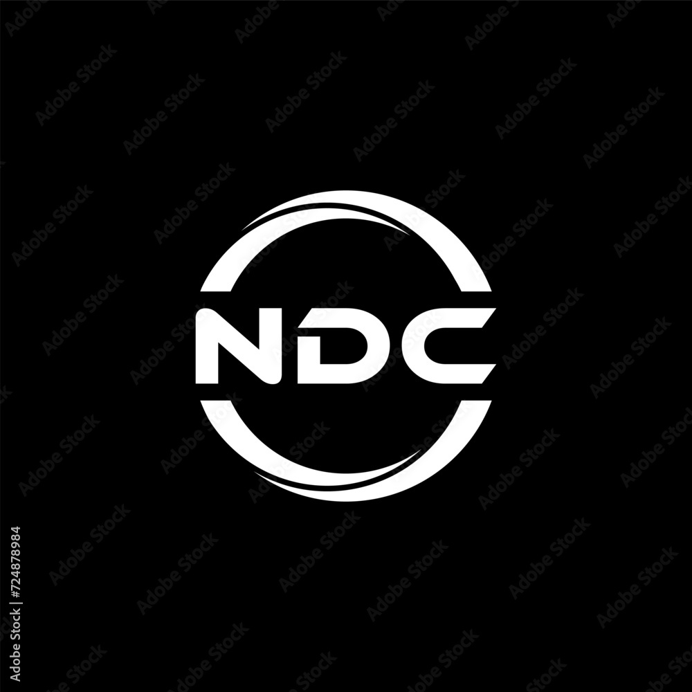 NDC letter logo design with black background in illustrator, cube logo ...