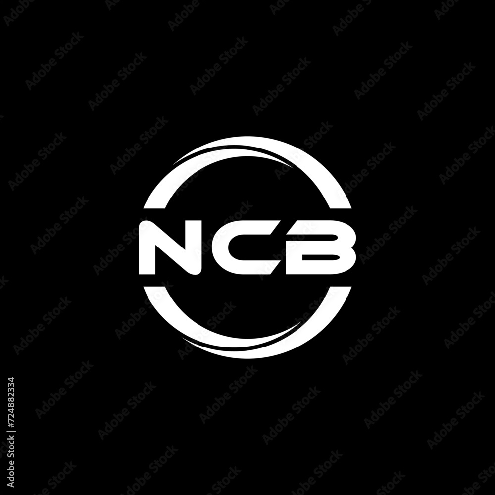 NCB letter logo design with black background in illustrator, cube logo, vector logo, modern ...