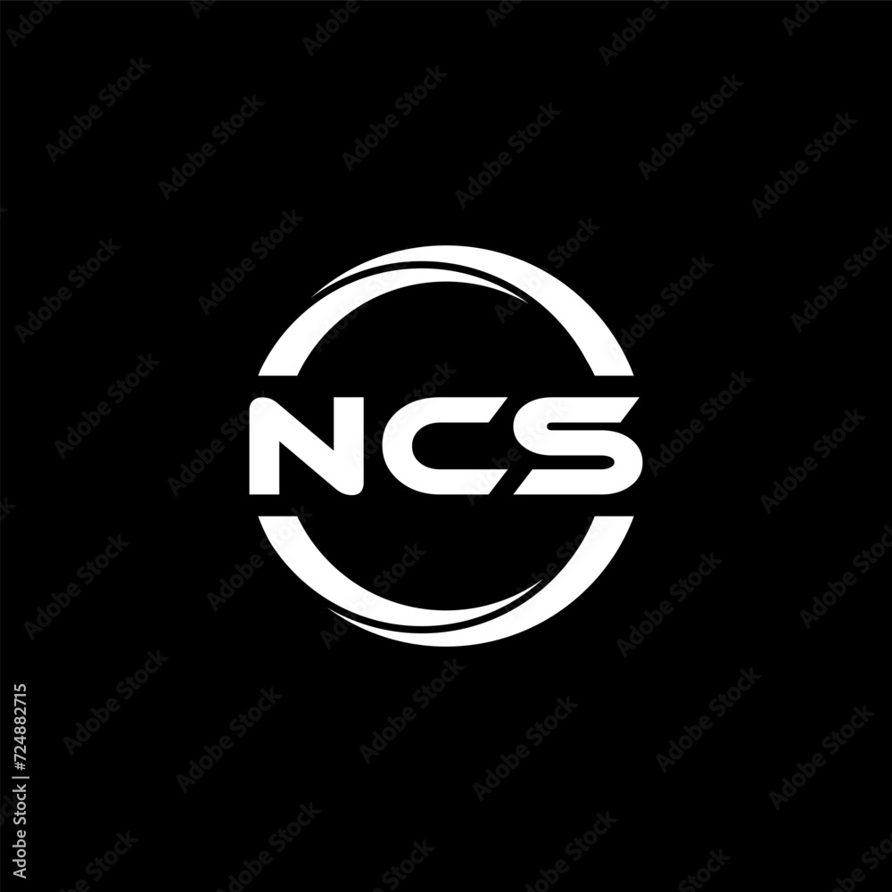 NCS letter logo design with black background in illustrator, cube logo ...