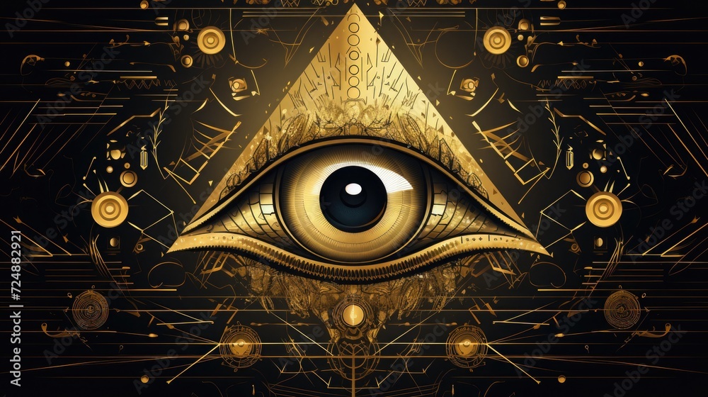 orange or gold. All seeing eye. Eye of Providence inside triangle ...