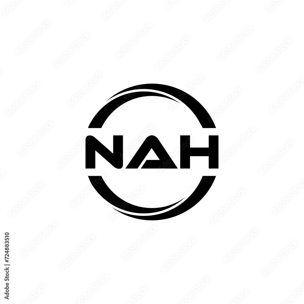 NAH letter logo design with white background in illustrator, cube logo ...