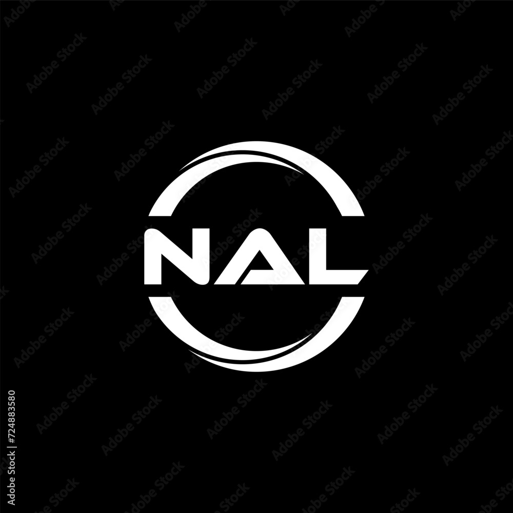 NAL letter logo design with black background in illustrator, cube logo ...
