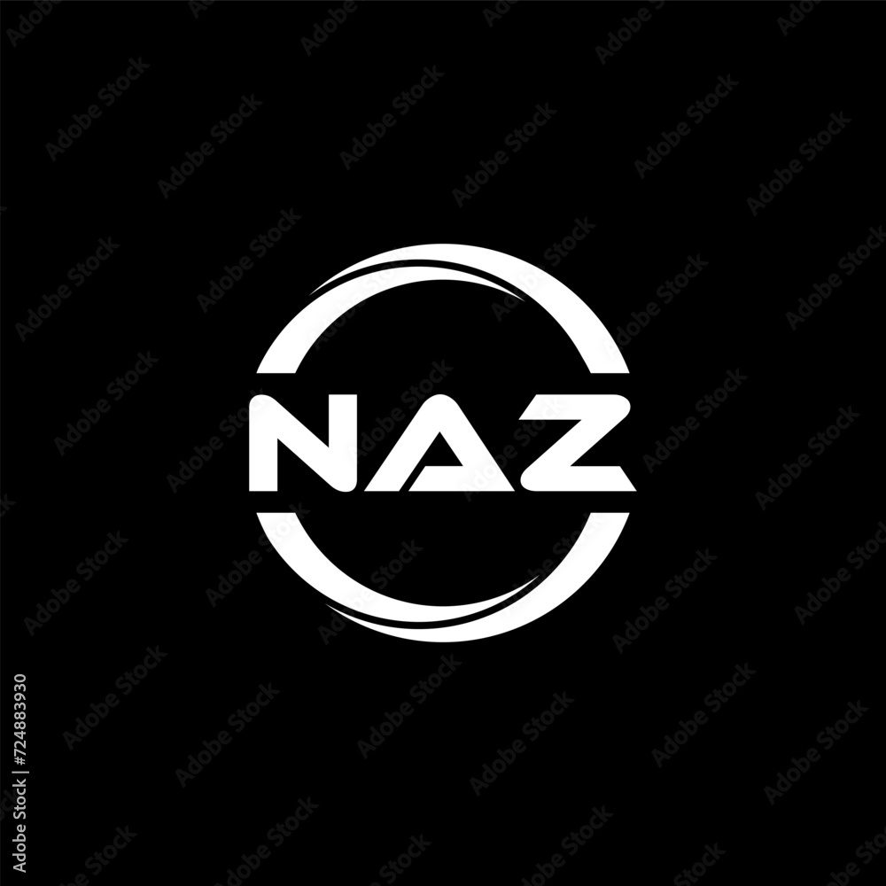 NAZ letter logo design with black background in illustrator, cube logo ...