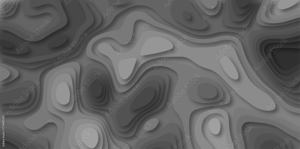 3D Stylized topographic contour map. Geography scheme and terrain ...