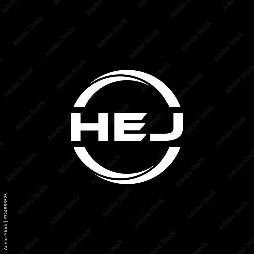 HEJ letter logo design with black background in illustrator, cube logo ...
