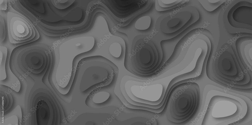 3D Stylized topographic contour map. Geography scheme and terrain ...