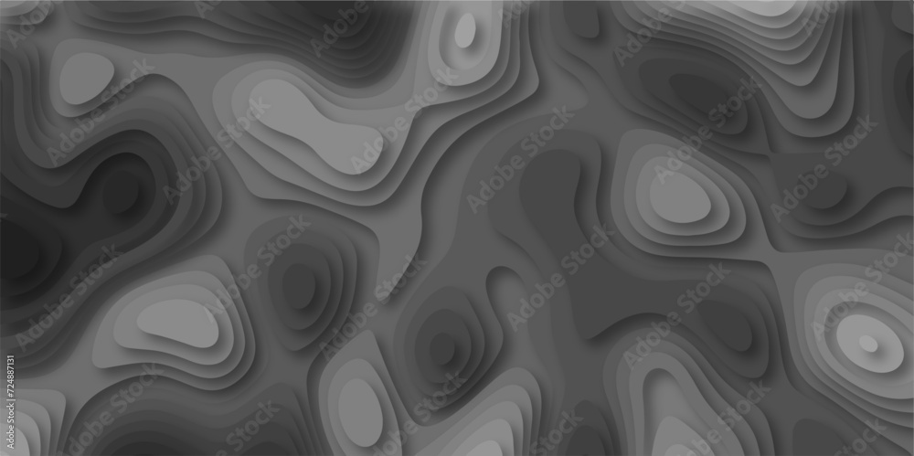 3D Stylized topographic contour map. Geography scheme and terrain ...