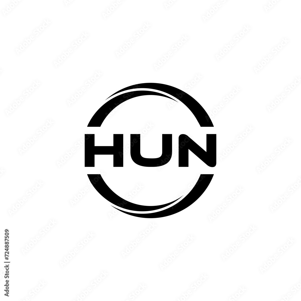 HUN letter logo design with white background in illustrator, cube logo ...