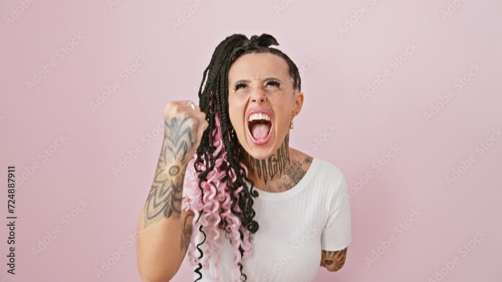 Vidéo Stock Frustrated hispanic amputee woman, crazy with rage ...