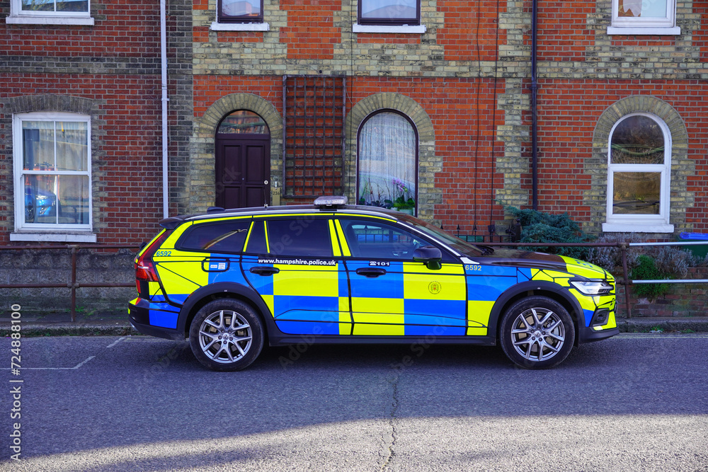 Southampton England 15 January 2024 - A British Police car parked on ...